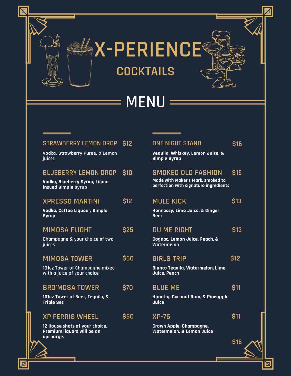 Our Menus - Xperience Restaurant & Cocktails